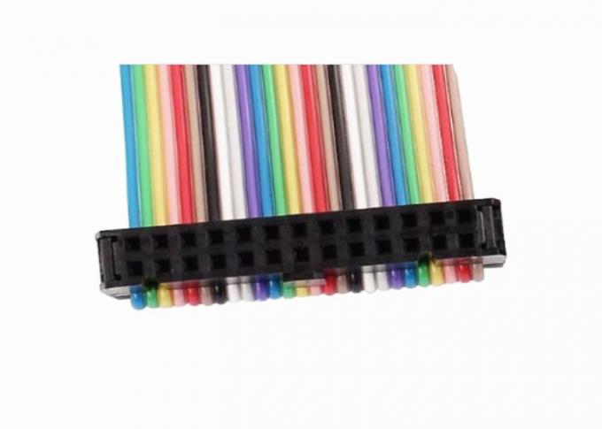 1.27mm 28 Awg 26 Pin Flat Rainbow Ribbon Cable With 2.54mm Idc Connector