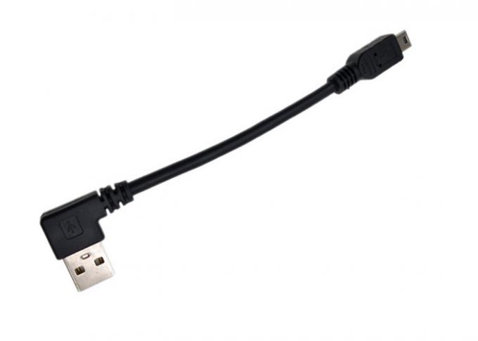 Custom USB A Male Left Angle 90 Degree To Straight Mini B Cable Assembly