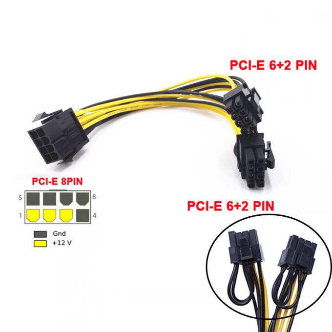 CE Molex Connector 6pin Gpu Power Extension Cable 20cm length