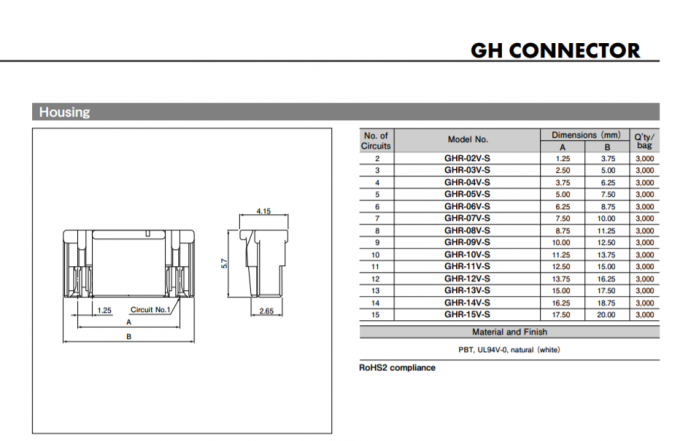 JST GH 1.25mm Pitch 15 Pin Connectors Flat Ribbon Cable Assembly