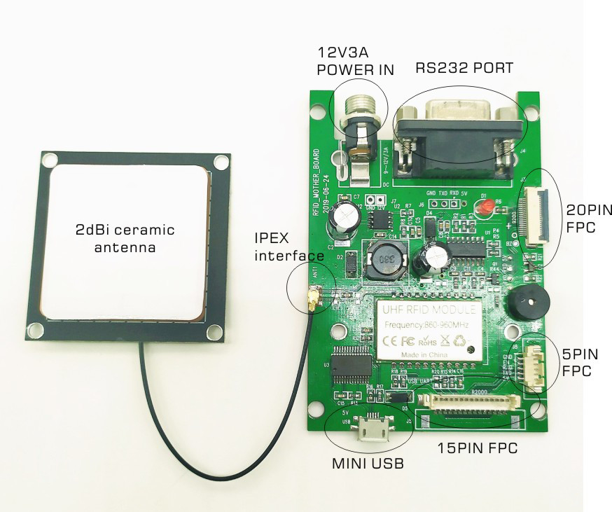 860 960mhz Reader Writer Uhf Rfid Development Kit Rfid Modules With Ceramic Antenna 