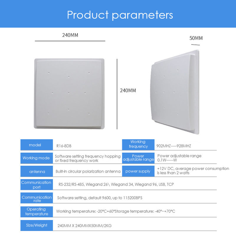 Uhf RFID Antenna Reader 6m Passive USB RS232 Wiegand Output IP67 8dbi ...