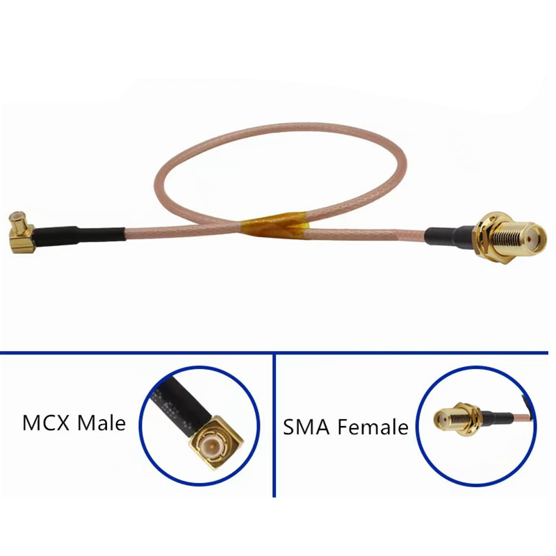 Right Angle Mcx Male Plug With Sma Female Socket Bulkhead Adapter Cable Rg316