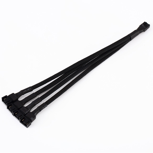 PWM Fan Splitter with 4Pin Male to Fan and 1 to 4 Female Connectors ...