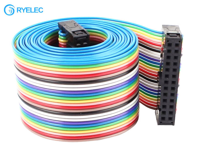 1.27mm 28 Awg 26 Pin Flat Rainbow Ribbon Cable With 2.54mm Idc Connector