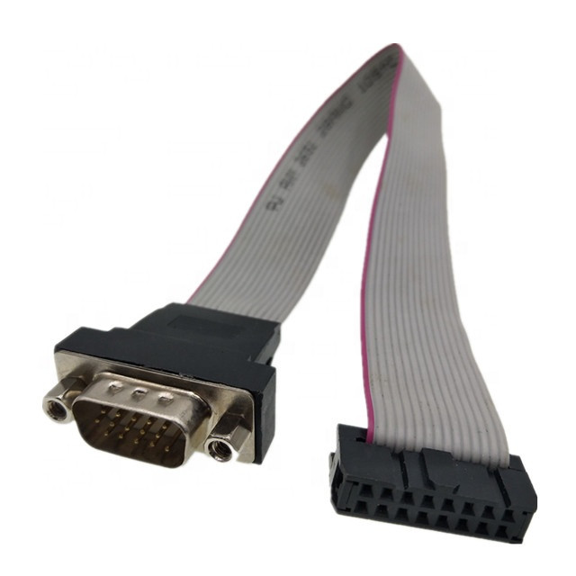 2.54mm Pitch 2x8P IDC To 15P HDB DVI VGA UL2651 AWG28 Flat Ribbon Cable ...