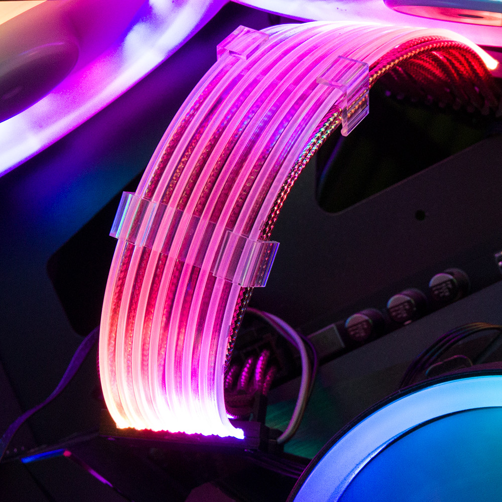 PciE Atx 18 Awg Double 8 Pin Synchronized Straight Rgb Sleeved Pcie Cables