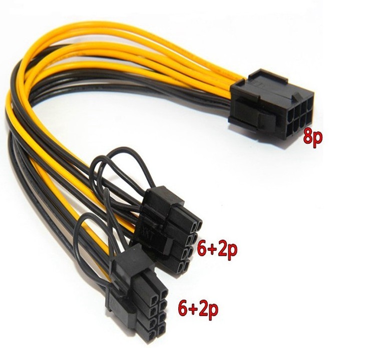 6 Pin Male Connector To Dual 6+2 Pin Male Connector pCIE Power Cable